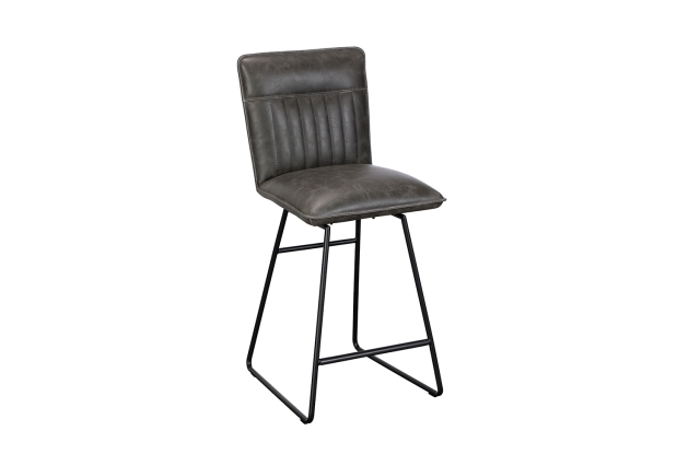 Cooper Grey Leather Bar Chair Pair - Grey by Furniture World | ufurnish.com