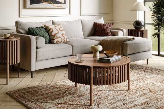 Soho Brown Oak Slatted Story Coffee Table - Brown by Furniture World ...