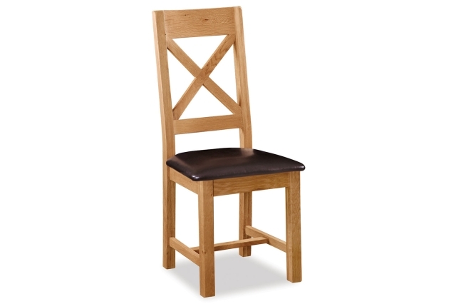 Salisbury Waxed Premium Oak Cross Back Dining Chair With Pu Seat - Self ...