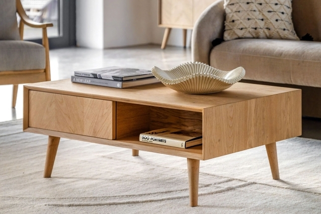 Gallery Direct Milano Oak Drawer Coffee Table - Oak by Furniture World ...