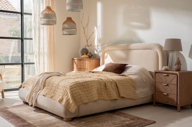 Atauro Amelia Fabric Bed Frame - King Size - Reclaimed by Furniture ...