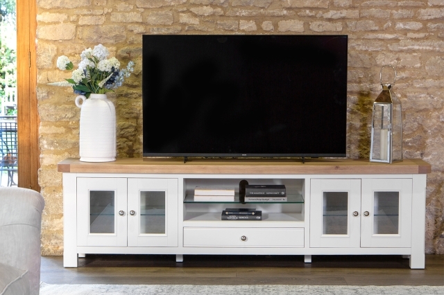 Classic Farmhouse Extra Large TV Stand - Soft White by Furniture World ...