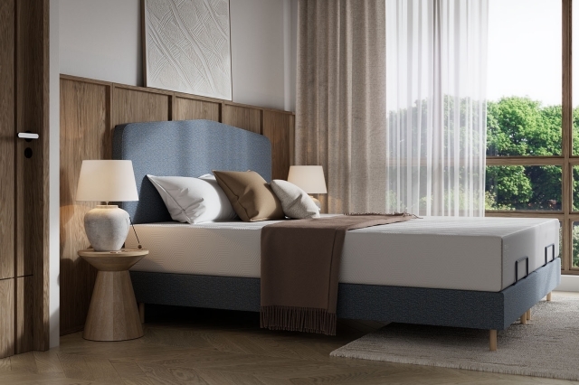 TEMPUR Form Spring Static Bed with Geometric Box Headboard - King Size ...