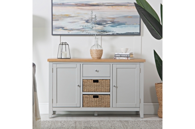 Eton Painted Grey Oak Large Sideboard - Grey by Furniture World ...