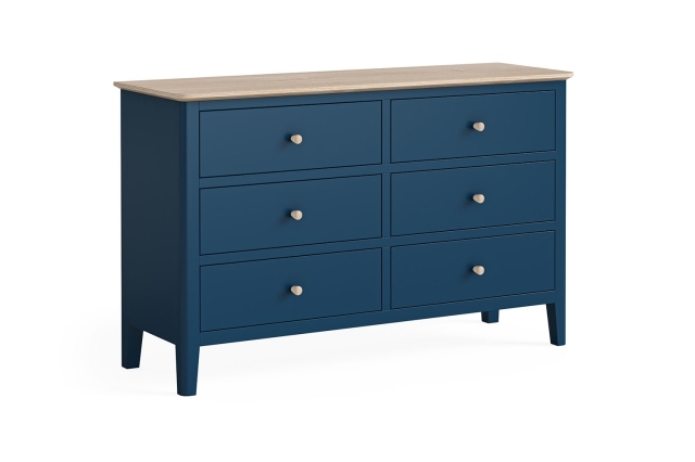 Marlow Oak Painted Navy Blue 6 Drawer Chest of Drawers - Blue by ...