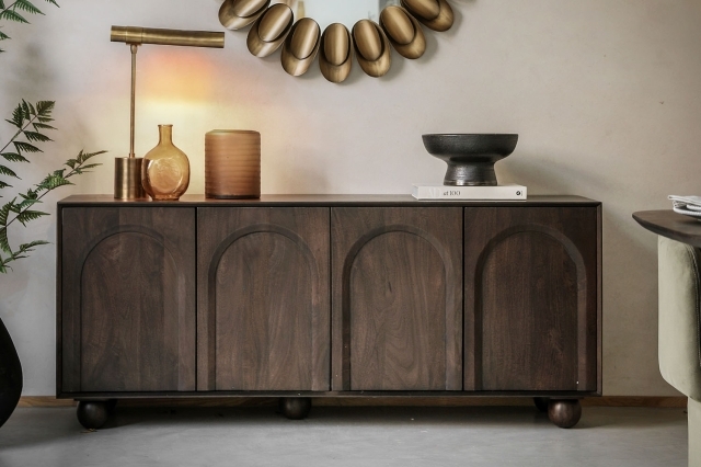 Gallery Direct Arc Walnut Mango Wood Large Sideboard - Walnut by Furniture World | ufurnish.com