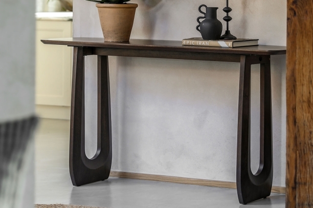 Gallery Direct Arc Walnut Mango Wood Arc Console Table - Walnut by ...