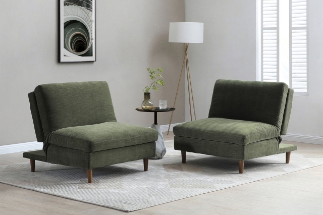 Scotland Chenille Modular Click Clack Sofa Bed Chair - Eryx Olive ...