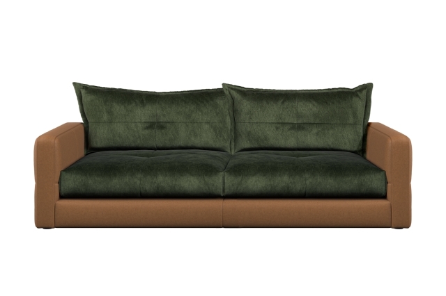Alexander and James Quinn Leather and Fabric Mix 4 Seater Sofa Split ...