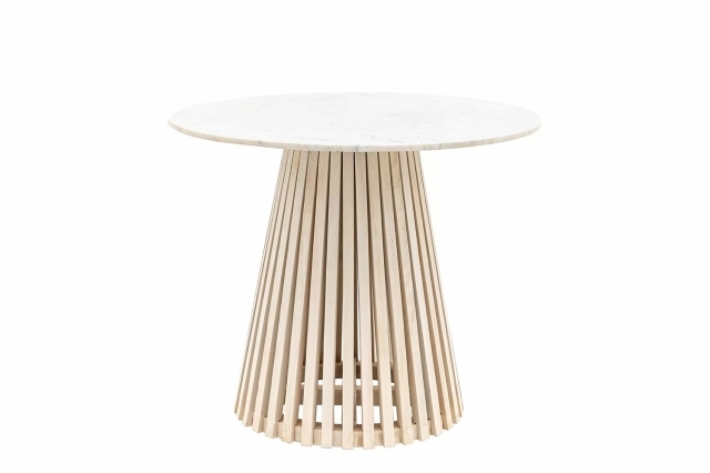 Gallery Direct Soho Mango Wood Round Dining Table with Marble Top ...