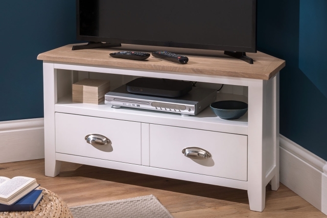 Chester Oak Painted White - Corner TV Unit 90cm Wide FB All White ...