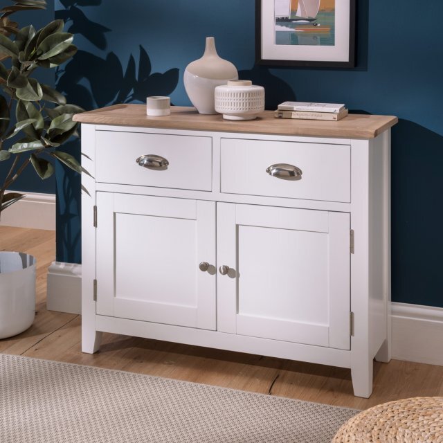 Chester Oak Painted White - Small 2 Door Sideboard 95cm Wide FB All ...
