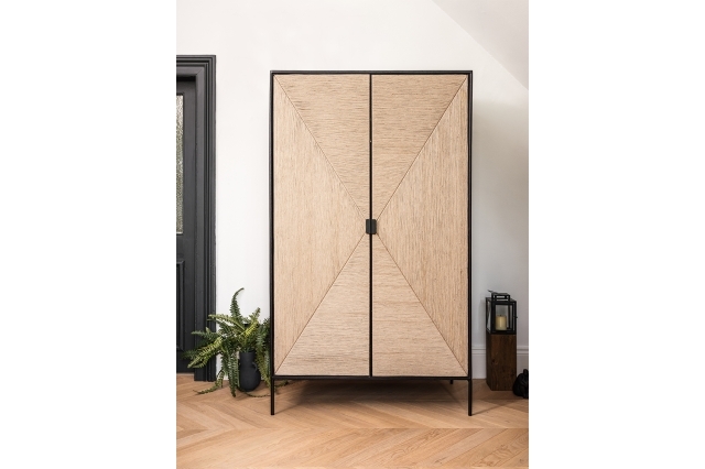 Raphael Black Wood and Jute Rope Double Wardrobe - Black by Furniture ...
