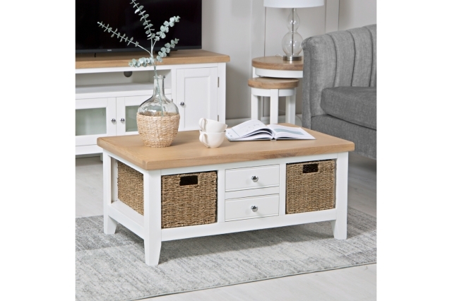 Eton Painted White Oak Coffee Table - White by Furniture World ...