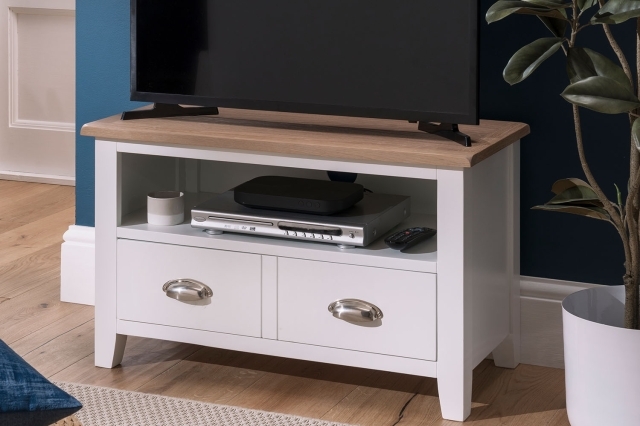 Chester Oak Painted White - Small TV Unit 80cm Wide FB All White ...