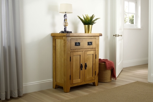 Cotswold Rustic Oak Mini Sideboard 70cm Wide - Oak by Furniture World ...