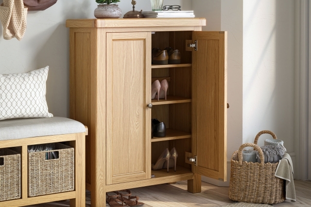 Normandy Chunky Country Oak Shoe Storage Cabinet - Oak by Furniture ...