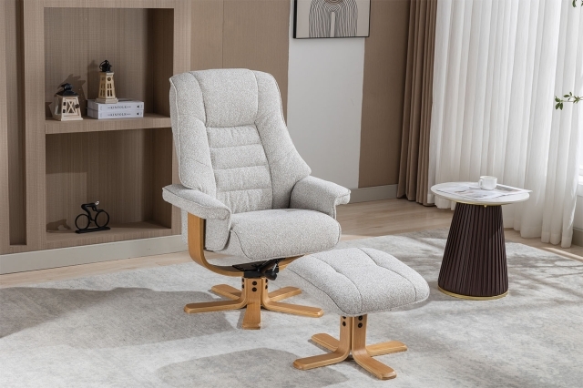 Sardinia Swivel Recliner Chair and Stool - Greige Fabric by Furniture ...