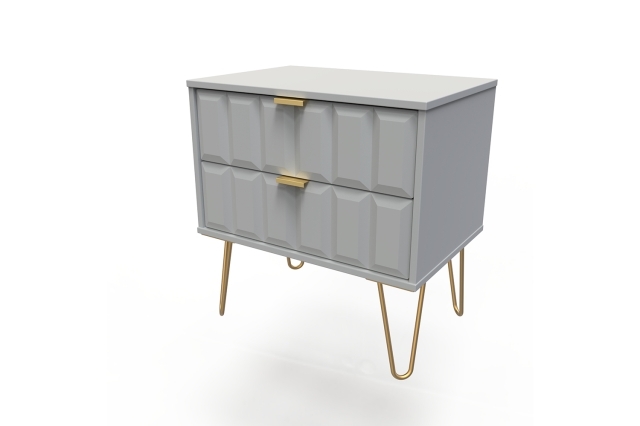2 Drawer Wide Bedside Table with Cube Panel Design - Shadow Matt by ...