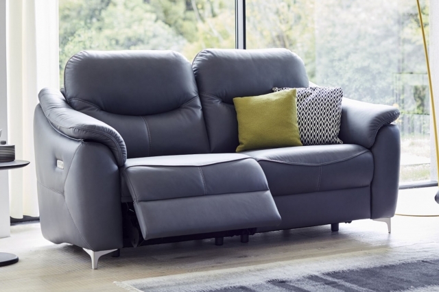G Plan Jackson Leather 3 Seater Sofa - Power Recliner - Blue by ...