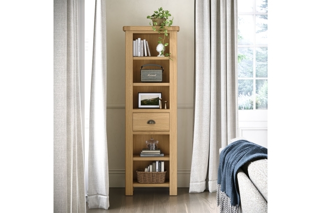 Normandy Chunky Country Oak Slim Bookcase - Oak by Furniture World ...