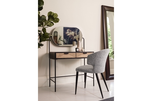 Raphael Black Wood and Jute Rope Dressing Table with Mirror - Black by ...