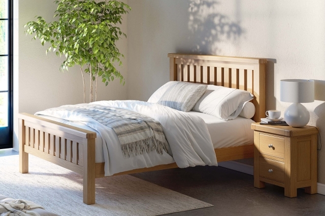 Normandy Chunky Country Oak Bed Frame - Double by Furniture World | ufurnish.com