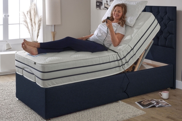 Adjust-A-Bed Gel-Flex Trilogy Electric Adjustable Divan Bed - Super King - Blue by Furniture ...