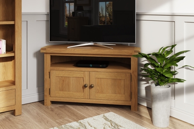 Light Rustic Oak Corner TV Unit - Oak by Furniture World | ufurnish.com