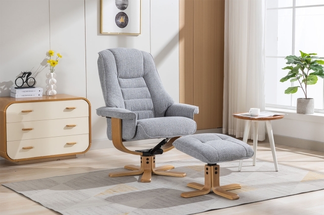 Sardinia Swivel Recliner Chair and Stool - Chacha Dove Fabric by ...