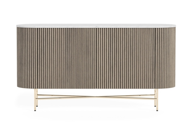 Isabella Reeded Mango Wood Large Sideboard with Marble Top - Brown by ...