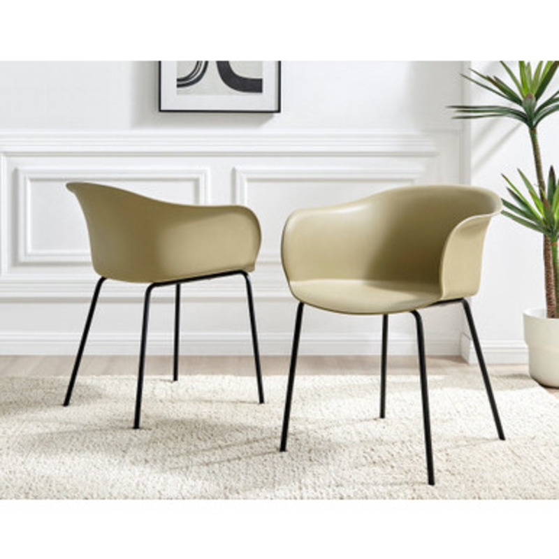 2x Harper Taupe Dining Chair Black Legs by FurnitureBox | ufurnish.com
