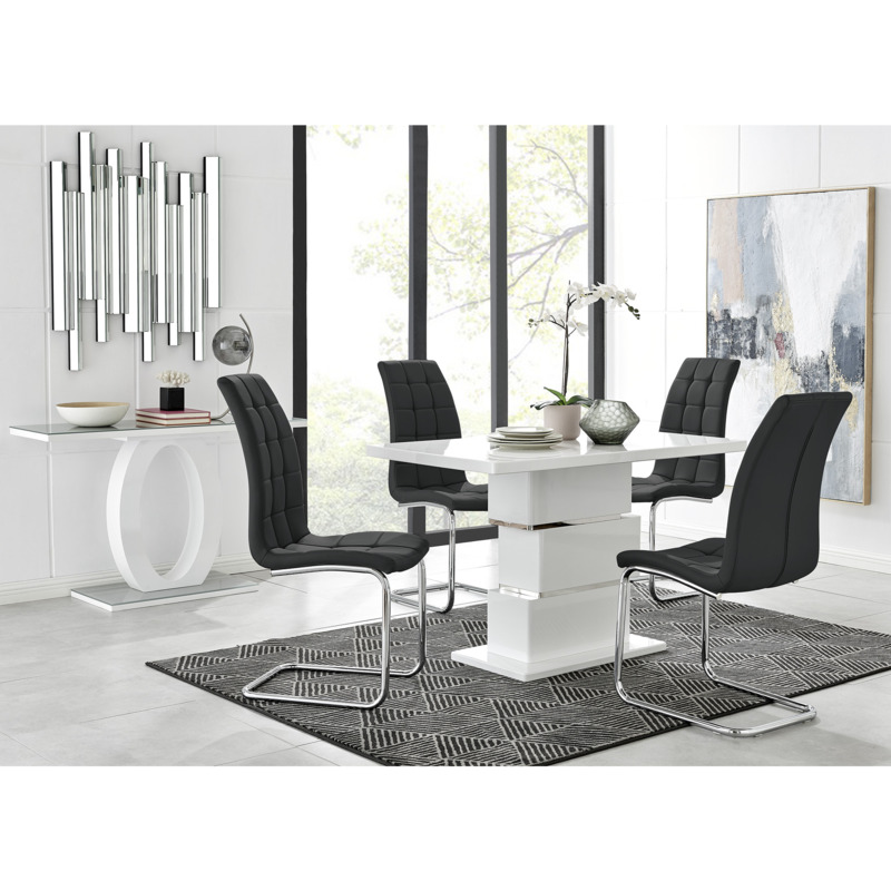 Apollo 4 Dining Table and 4 Murano Chairs by FurnitureBox | ufurnish.com