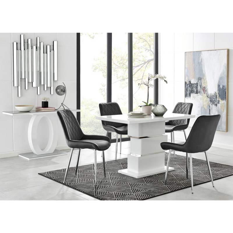 Apollo 4 Dining Table and 4 Pesaro Silver Leg Chairs by FurnitureBox ...