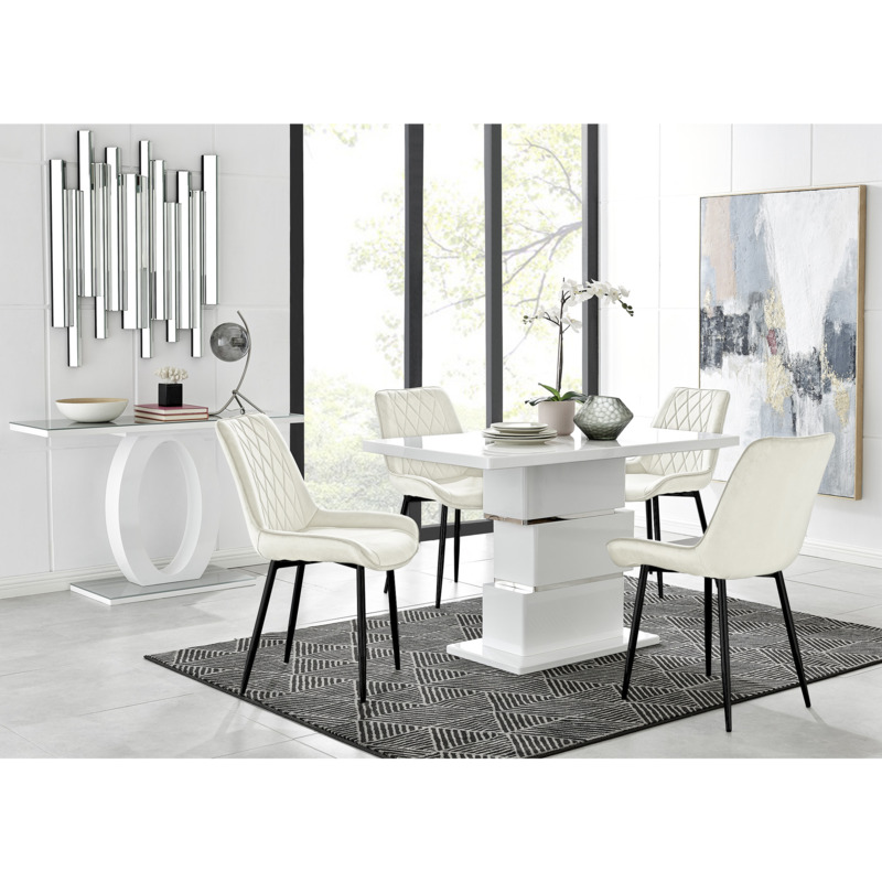 Apollo 4 Dining Table and 4 Pesaro Black Leg Chairs by FurnitureBox ...