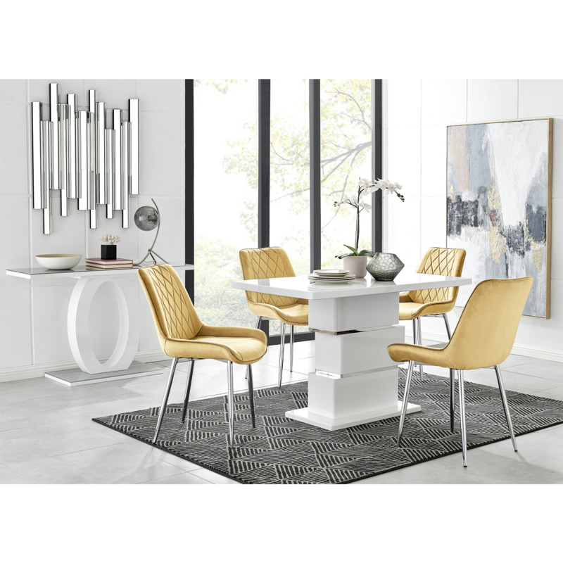 Apollo 4 Dining Table and 4 Pesaro Silver Leg Chairs by FurnitureBox ...