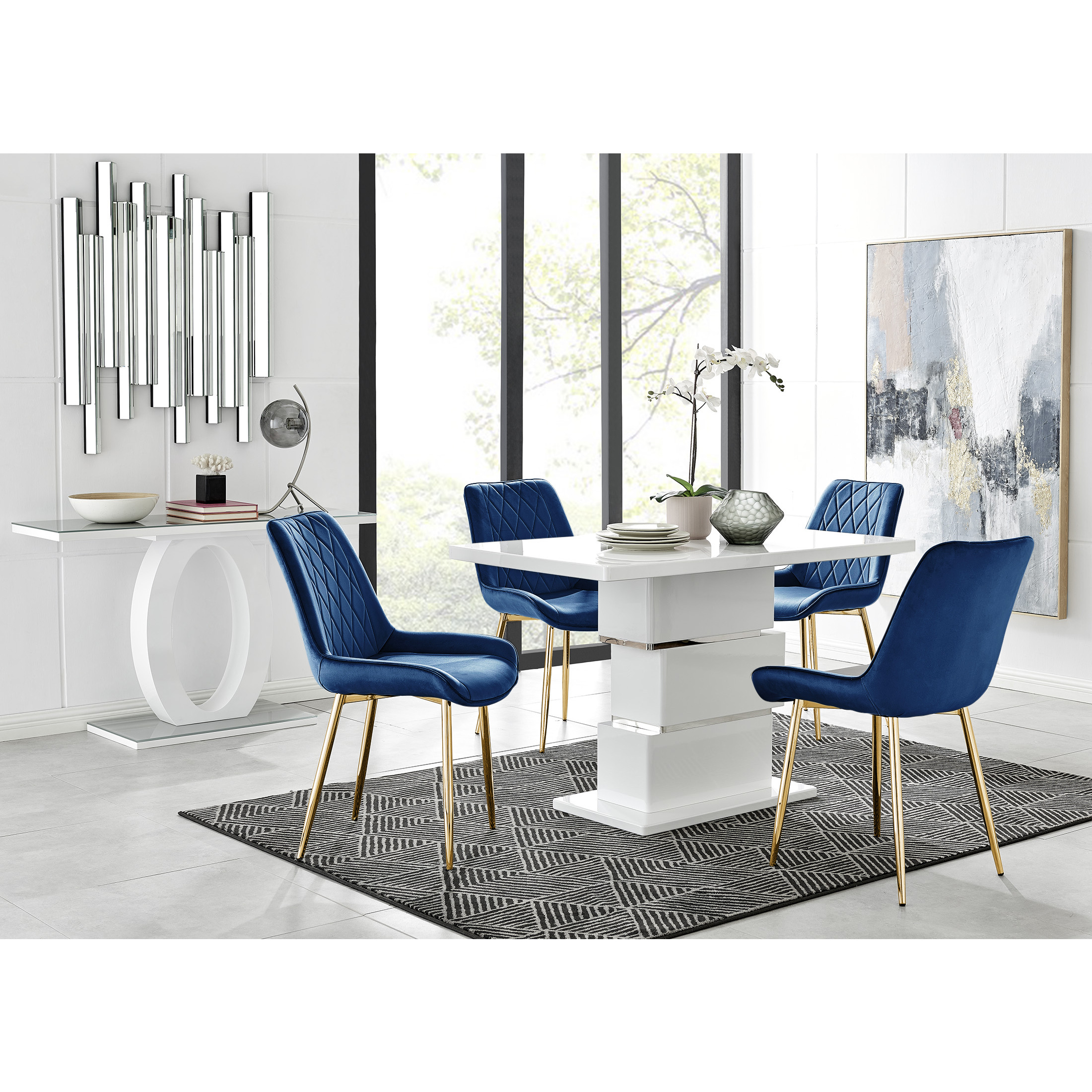Apollo Dining Table & 4 Pesaro Gold Chairs - Furniturebox by ...