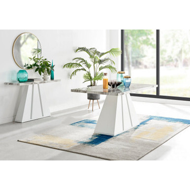 Athens 6 White Marble Effect Dining Table by FurnitureBox | ufurnish.com