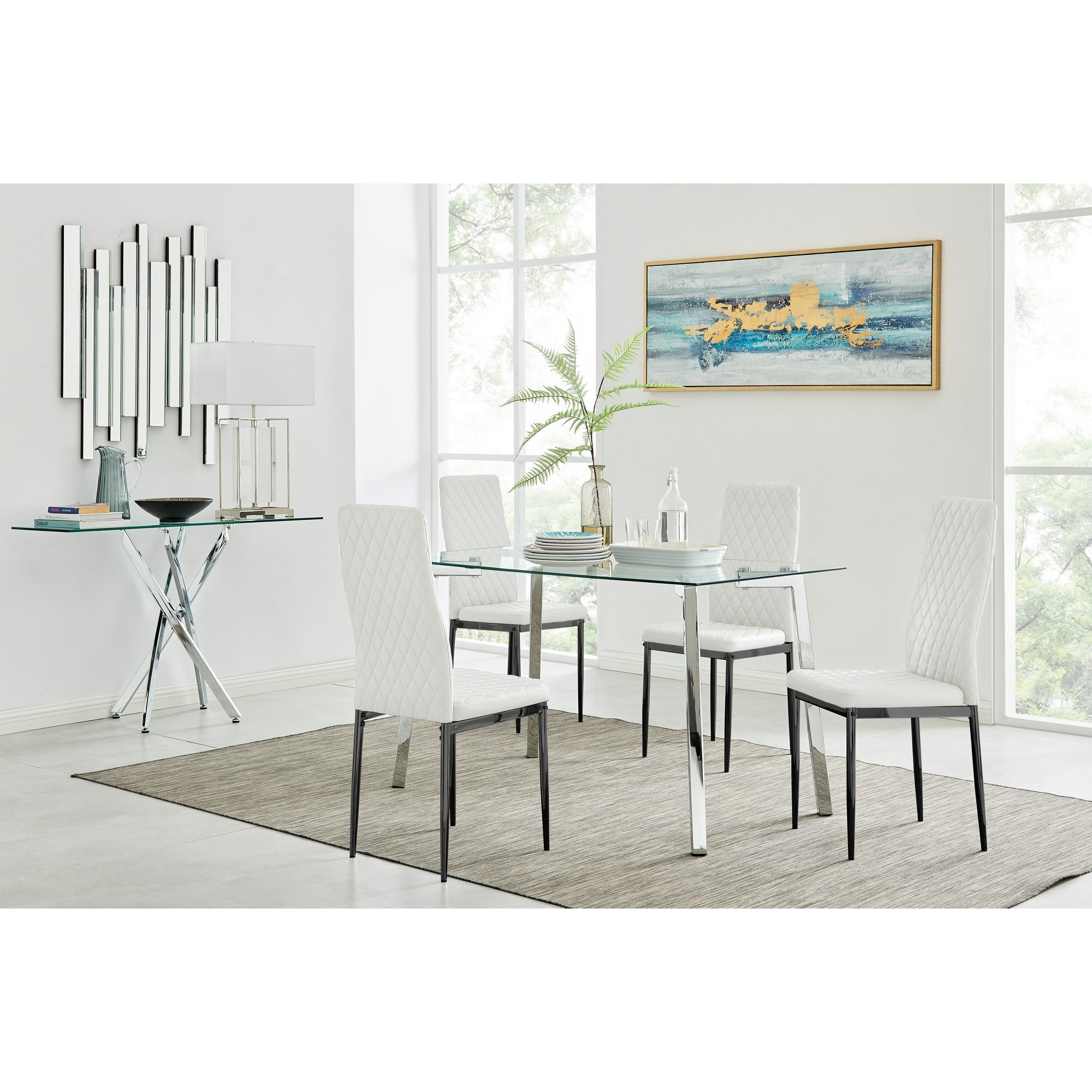 Cosmo Dining Table and 4 Milan Black Leg Chairs by FurnitureBox ...
