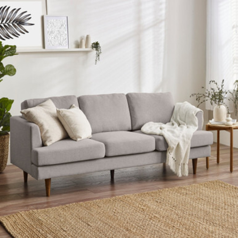 Fleur Sofa 3 Seater Recycled Fabric Taupe by FurnitureBox | ufurnish.com