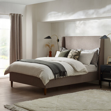Hana Taupe Recycled Fabric Double Bed Frame by FurnitureBox | ufurnish.com