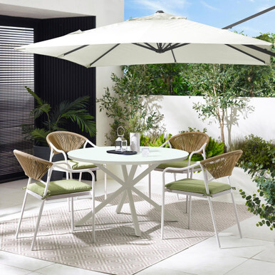 Nanterre Cream Round Table & 4 Elba Chairs Outdoor Dining Set by ...
