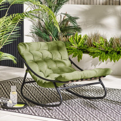 Hydra Black Metal & Green Outdoor Rocking Chair by FurnitureBox ...