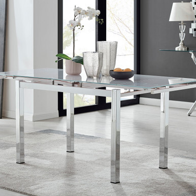 Enna Rectangular White Glass Extending 4-6 Seater Dining Table by ...