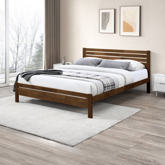 Dylan Solid Wood Bed Frame in Walnut Finish by FurnitureBox | ufurnish.com