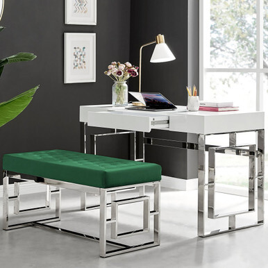 Cambridge Green Velvet & Chrome Dressing Table and Stool Set by ...