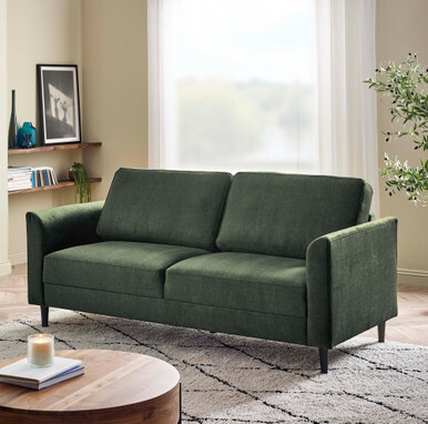 Logan Moss Green Fabric 3 Seater Sofa by FurnitureBox | ufurnish.com