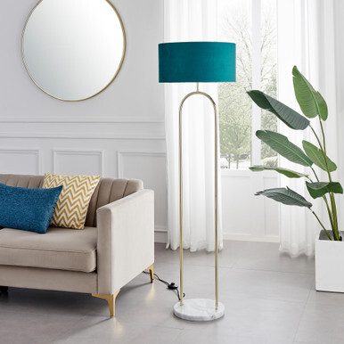 Danielle Teal and Marble Standing Floor Lamp by FurnitureBox | ufurnish.com