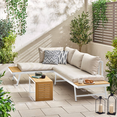 Riviera White Modular 4 Seat Garden Chaise Lounger - Garden by ...
