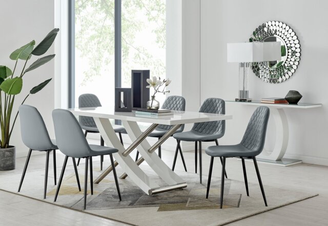 Mayfair 6 Dining Table and 6 Corona Black Leg Chairs by FurnitureBox ...